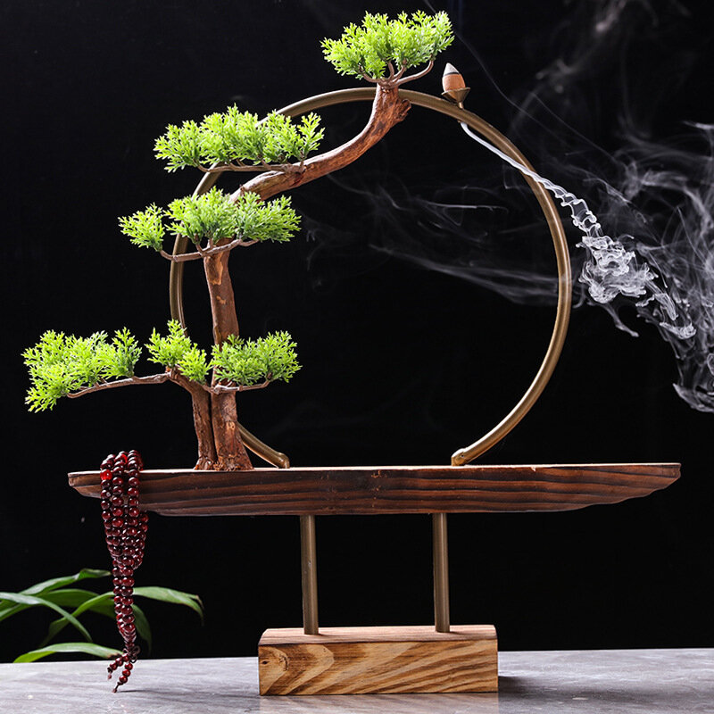 Ароматическая горелка в стиле дзен с обратным потоком, креативная горелка для ароматерапии из сандалового дерева и агарового дерева, новый китайский стиль, деревянное украшение для входа в дом