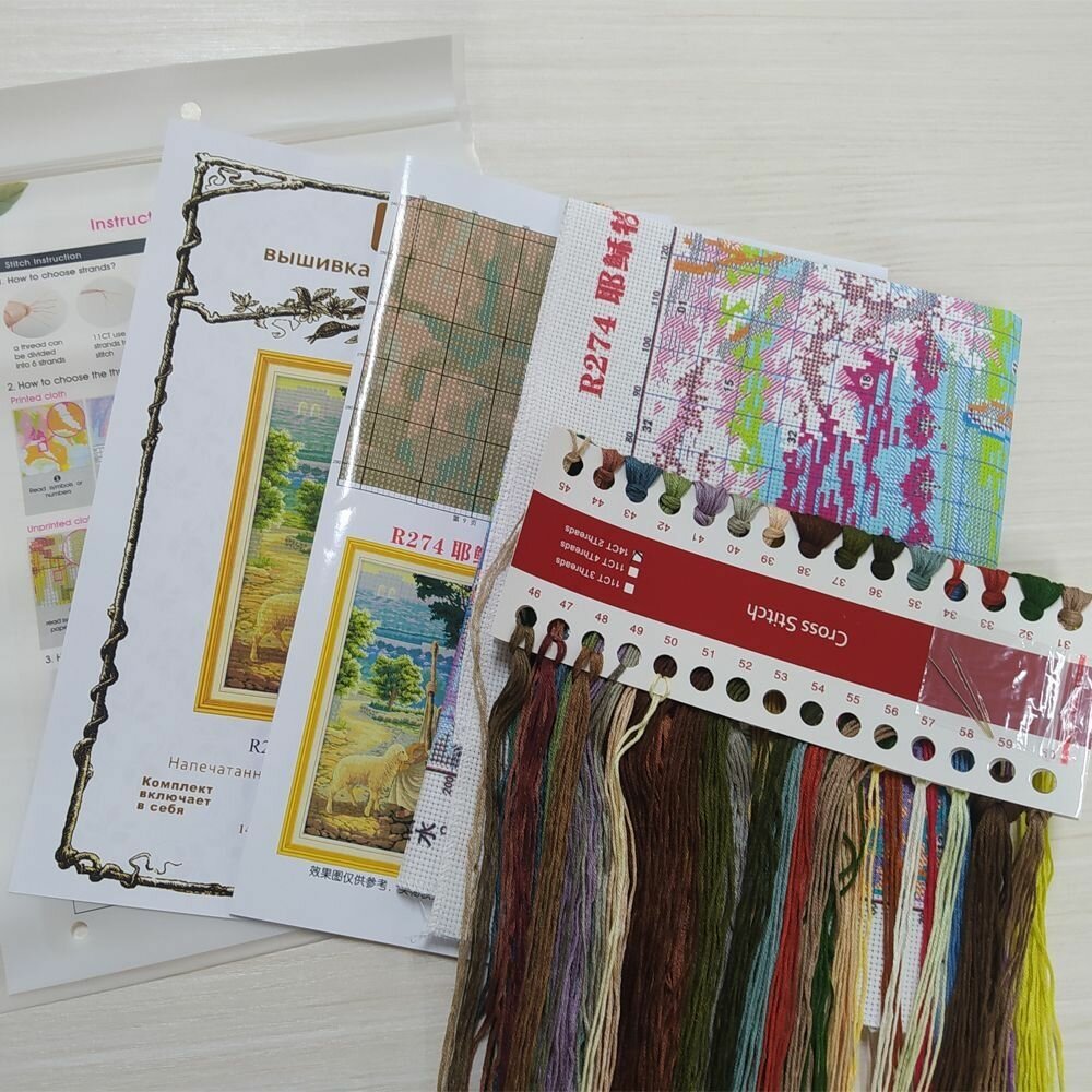 Эксклюзивный набор для вышивки крестом NKF, зимний пейзаж в гирлянде 36x36 см на 14CT