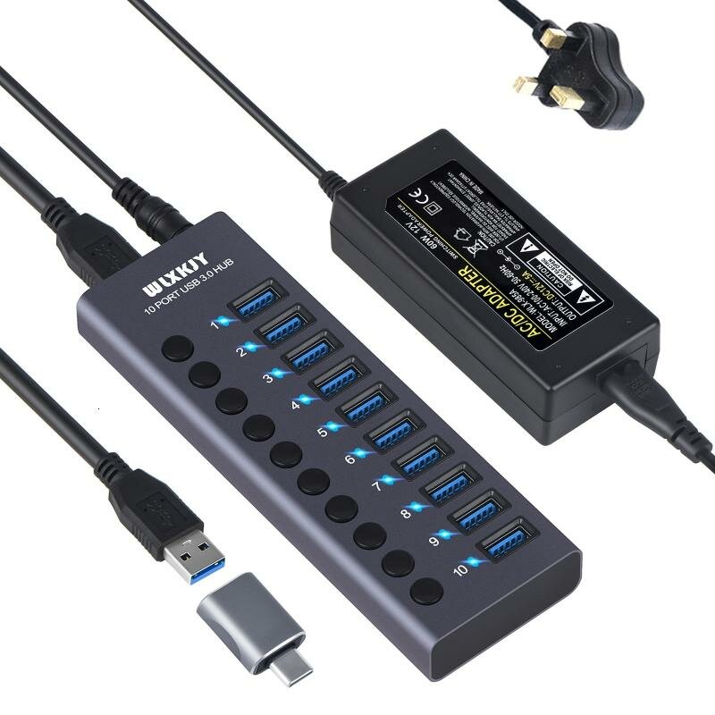 10-портовый USB-3.0 хаб, UK