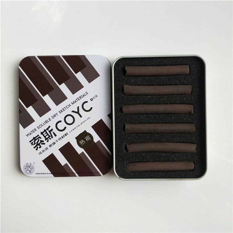 Угольные полоски Sos, цветной порошок, эскизные угольные полоски, сухие материалы для художественных студентов, специальные водорастворимые цветные мелки, набор из 6 штук