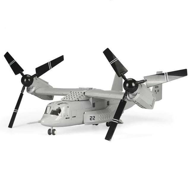 Военный самолет набор вооруженный вертолет истребитель модель строительный блок кирпич передачи самолет струйный технологический блок (серый)