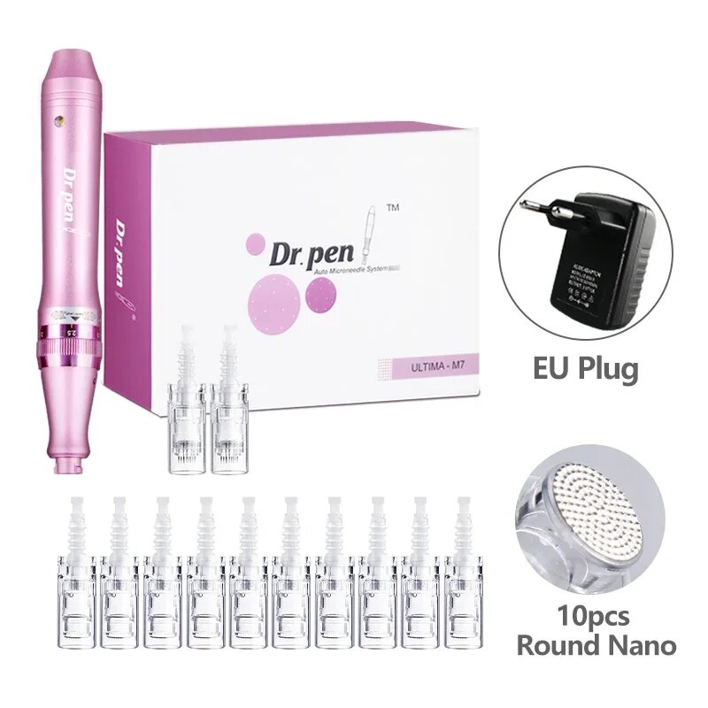 Электрическая ручка Dr.pen Ultima M7, розовый, EU, 10 картриджей