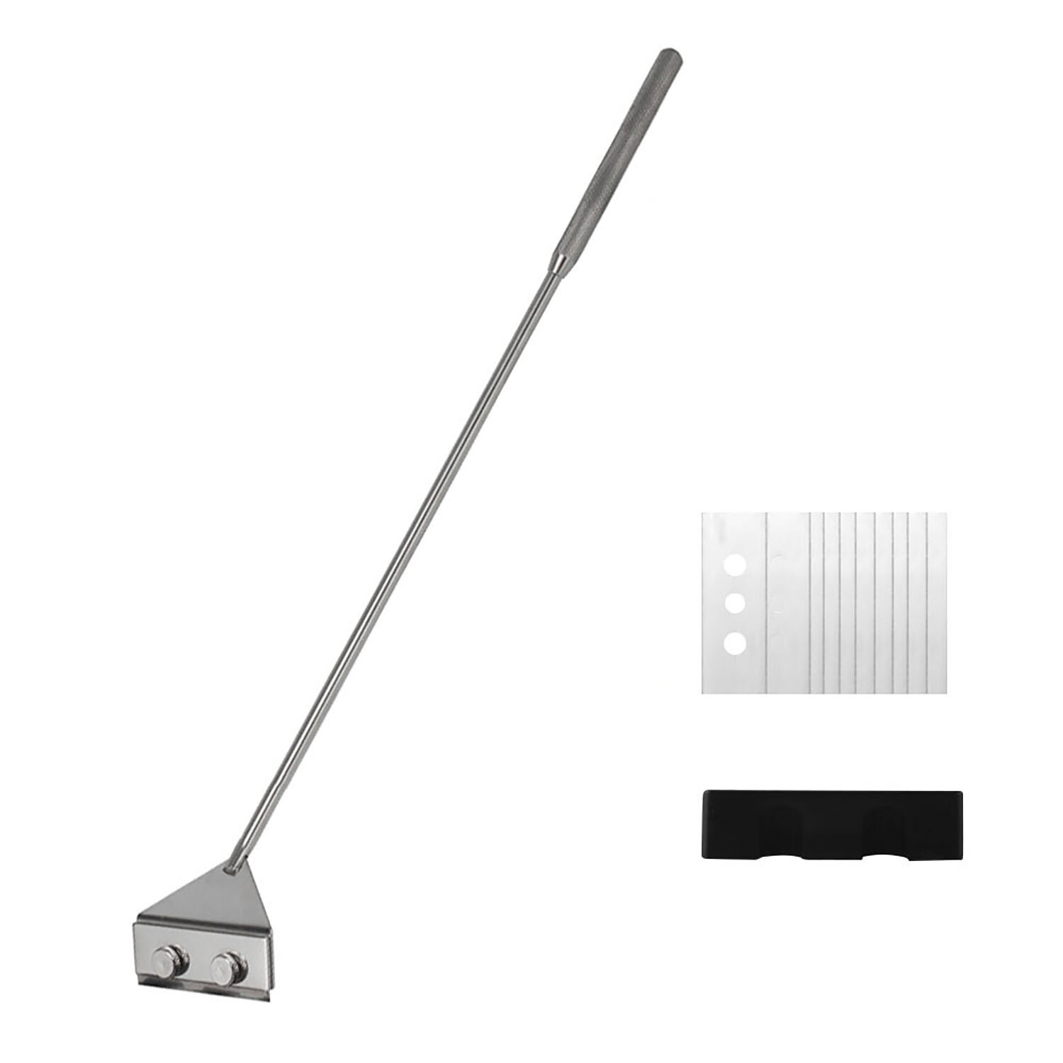 Аквариумный скребок для удаления водорослей из нержавеющей стали, серебристый цвет, длина 40 см, с 10 лопатками, для очистки аквариумов, держит руки сухими, острый скребок