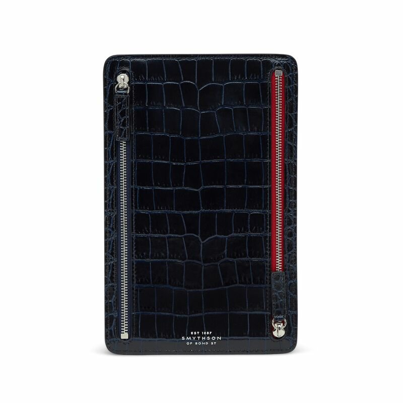 Smythson Кейс для документов Multi-Zip Case in Mara, Navy