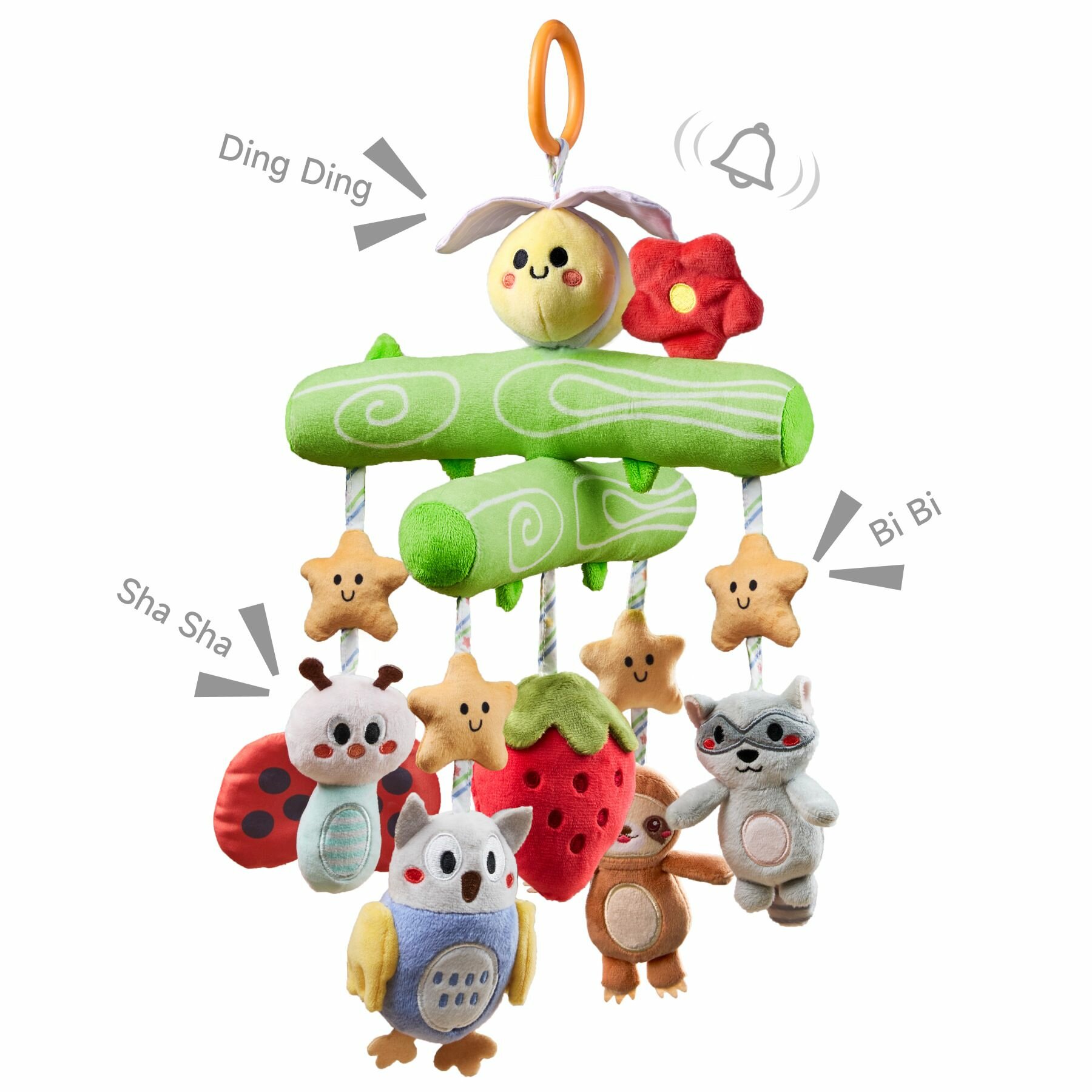 Игрушка для младенцев TumamaKids, подвесная колокольчик-погремушка, подвеска для коляски, успокаивающая игрушка для безопасности сиденья