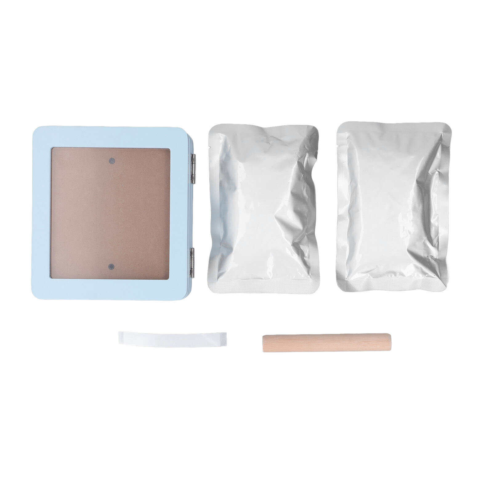 Фоторамка для УЗИ, 3 складные деревянные рамки для первой фотографии беременности и малыша, белая чернильная подушечка, синяя