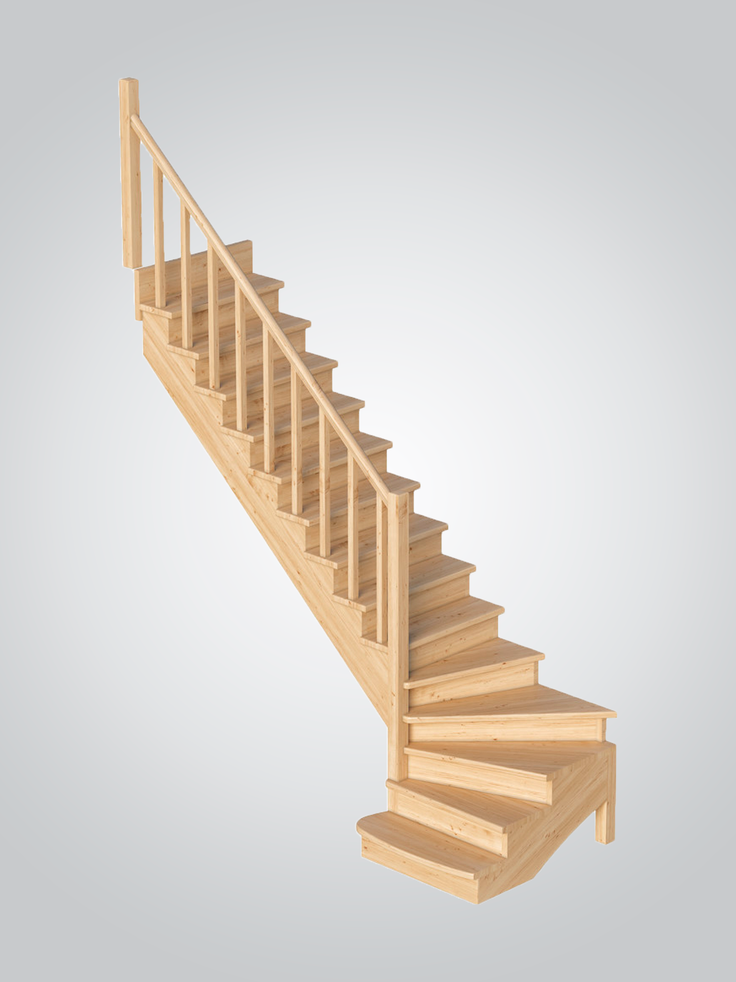 Лестница на второй этаж К-001м/7 Левая c подступенками