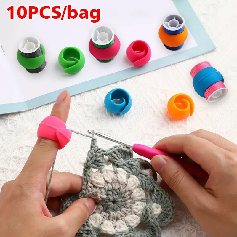 Силиконовые держатели для катушек ниток, фиксаторы и зажимы от разворачивания для шитья и рукоделия, комплект 10 шт