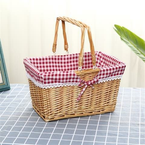 Плетеная корзина для пикника, корзина для сбора, корзина для хранения, корзина для покупок, бамбуковая корзина, подарочная корзина, ивовая корзина для фруктов, ручная корзина, продуктовая корзина