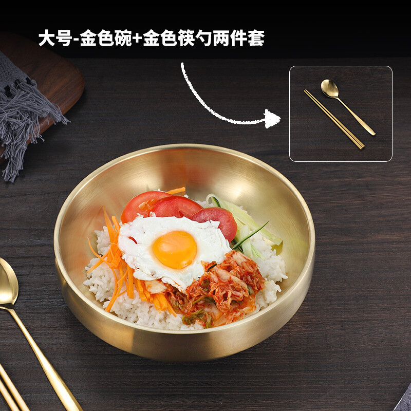 Корейский стиль, двухслойная антиожоговая нержавеющая стальная миска, посуда в стиле Ins, большая миска для риса, миска для супа, миска для рамена, миска для холодной лапши, домашняя посуда