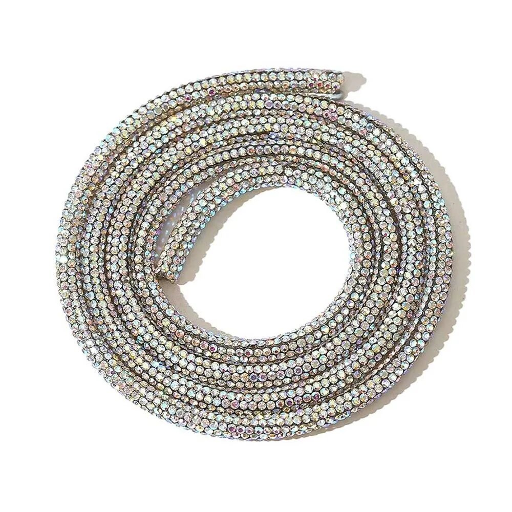 Хрустальная веревка со стразами 1 метр Серебряный, red-blue, 6mm