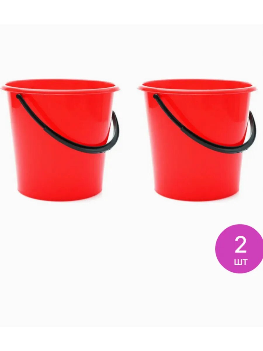 Ведро Полимербыт полипропилен красный 5л (комплект из 2 шт)