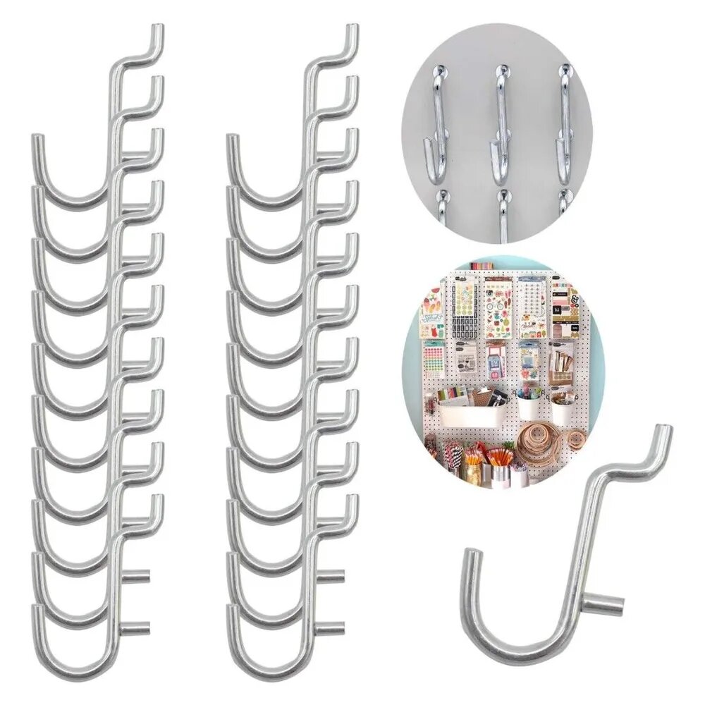 Крючки закругленные для перфопанели органайзера. L-4.75 см.10 штук. Для перфорации с шагом 2,5 см.