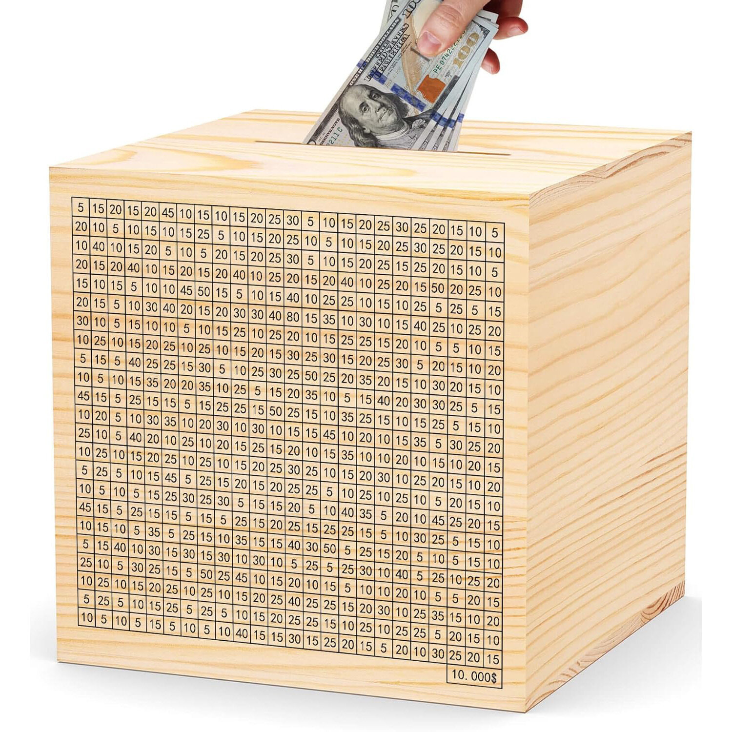 Цифровая копилка из массива дерева для взрослых, цифровая копилка для записи сумм, простая копилка для детей