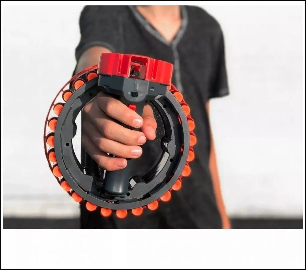 Бластер пулемет с мягкими пулями 28 шт/на руку/круглый браслет вращающийс/игрушечное оружие