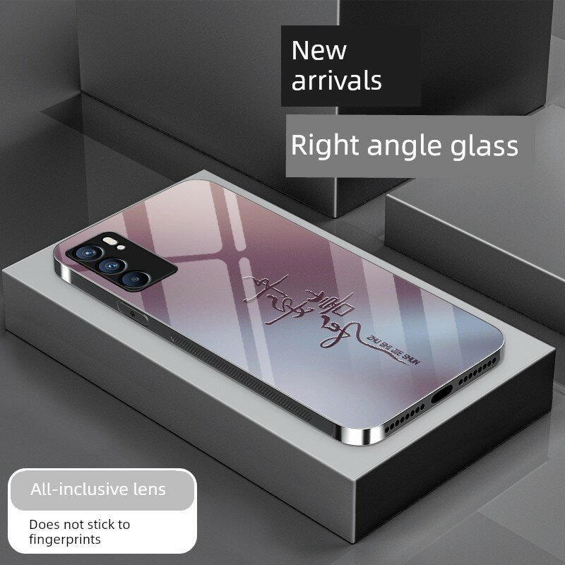 Полная защита из закаленного стекла для OPPO Reno6 5G, градиентный сиреневый глянцевый финиш