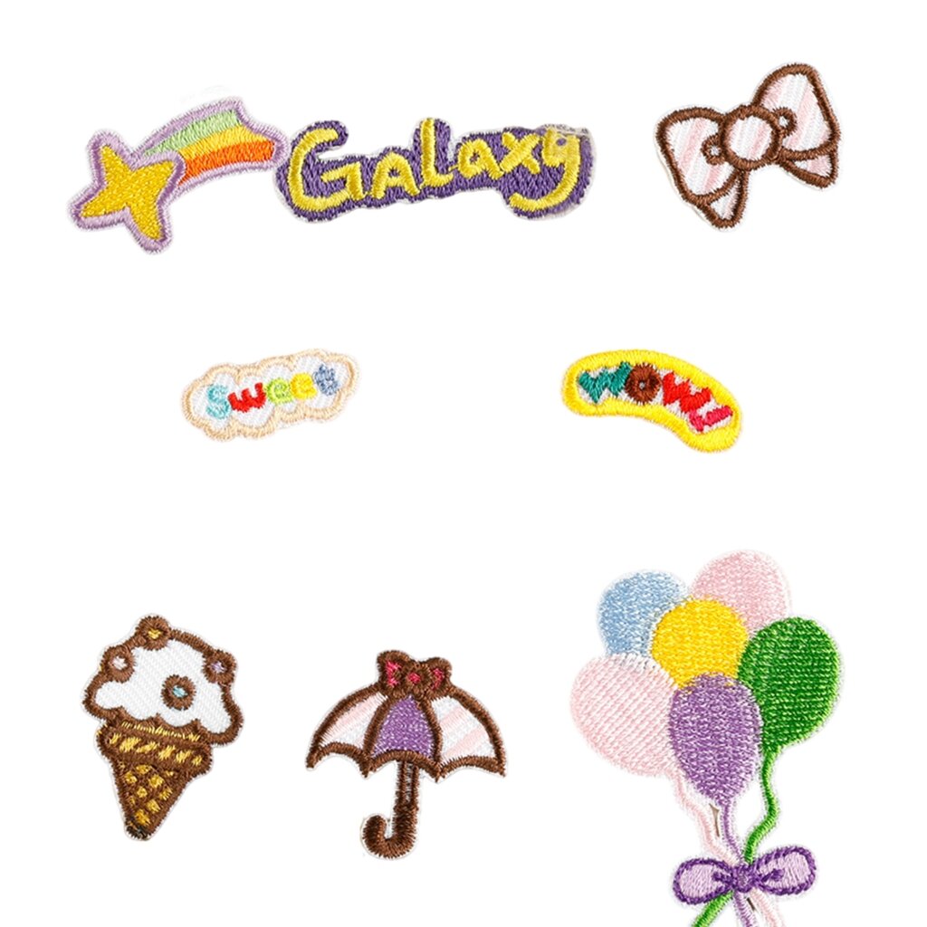 8 Шт Милые Бантики, Вышитые Нашивки, Зонтики, Пришитые Нашивки, Мороженое, Гладящие Нашивки, Нашивки для Одежды, Швейные Нашивки