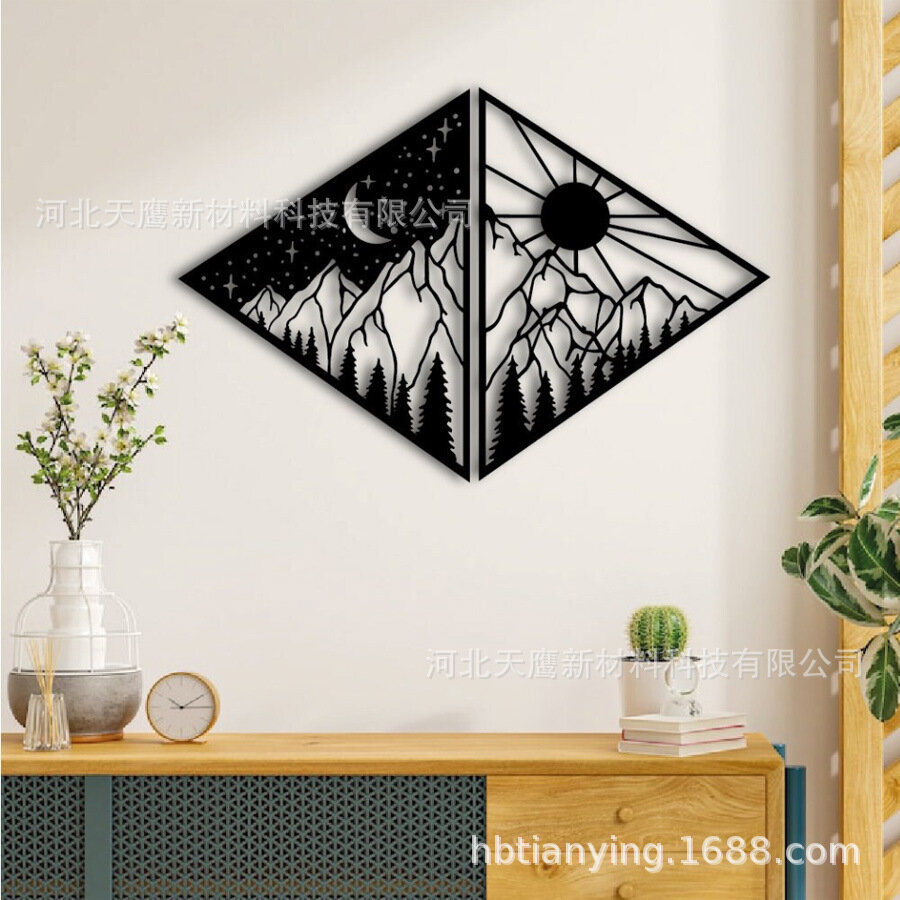 Настенное украшение в виде геометрического солнца, больших размеров, в стиле «закат», для гостиной и спальни, подвесное