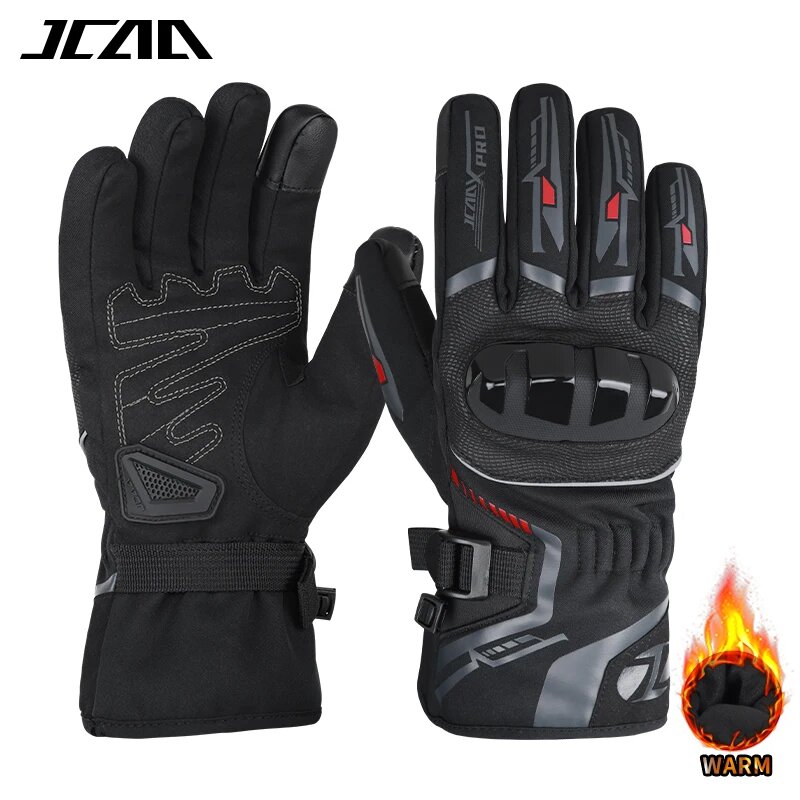 Мотоциклетные перчатки JCAA, зимние теплые водонепроницаемые Черный, XXL, PVC Shell-Black