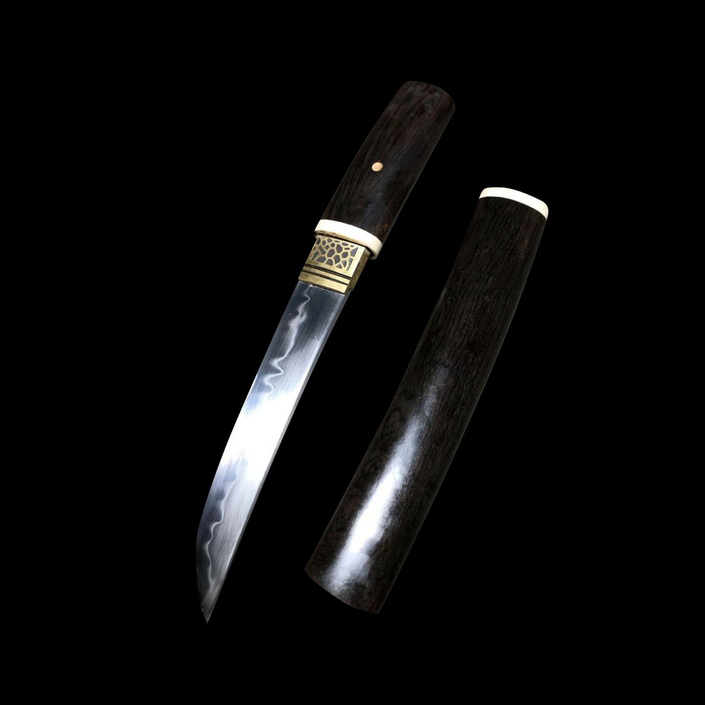 2026 Последняя модель короткого меча Longquan Zhoujiang Sword Shop, кованый интегрированный меч из стали T10, маленький ребристый карманный нож для автомобиля