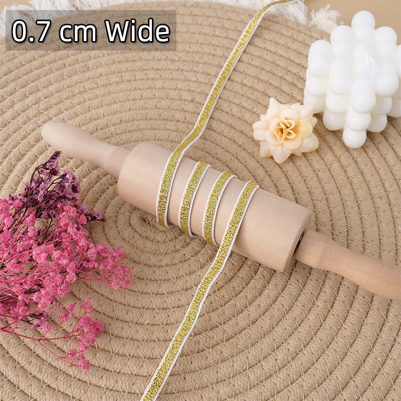 Золотые эластичные ленты из нейлона 7/10/25 мм Gold (0.7cm Wide)