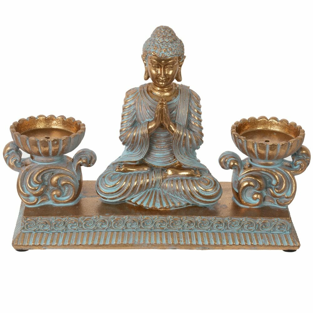 Статуэтка Будда с 2-мя LED свечами , 21,5х7,5х14,5 см KSM-820068