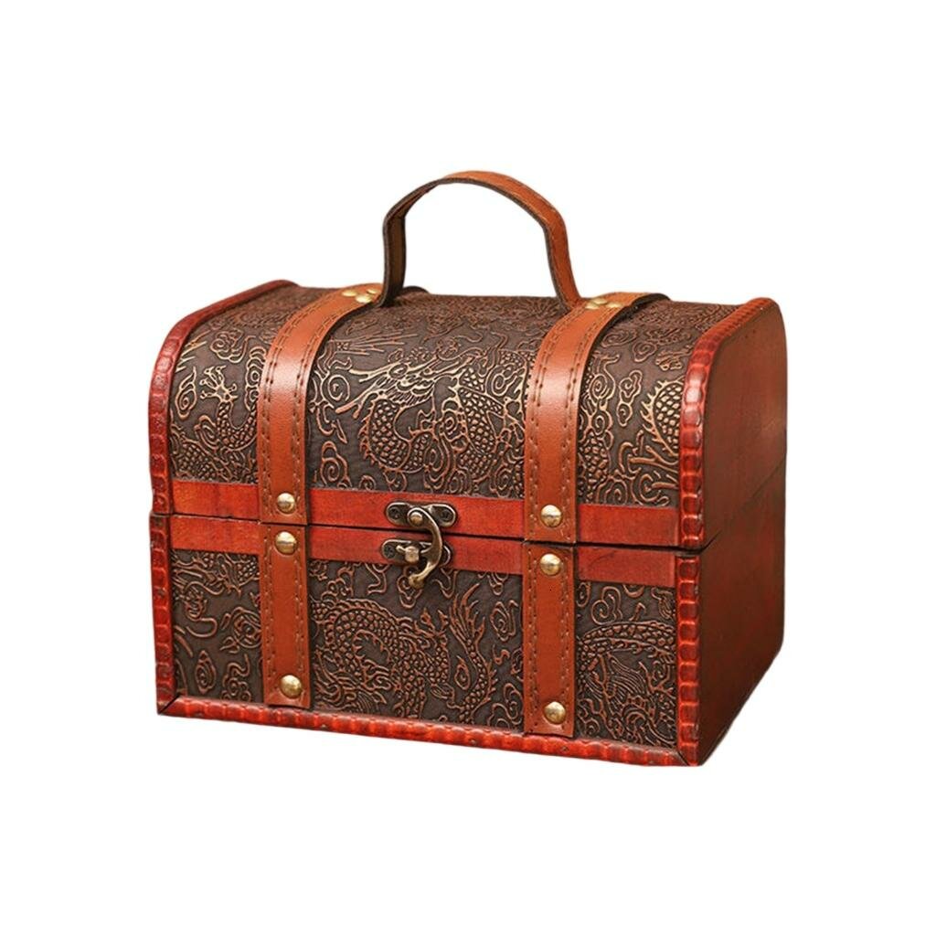 Детская шкатулка для хранения украшений из экологичного дуба, Узор дракона большой