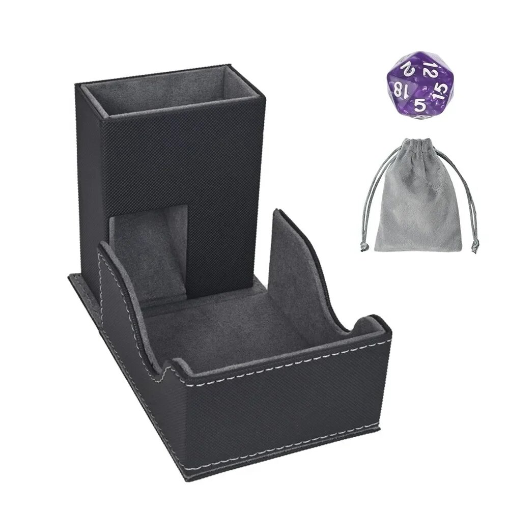 Складная роликовая башня для игральных костей из искусственной кожи Grey