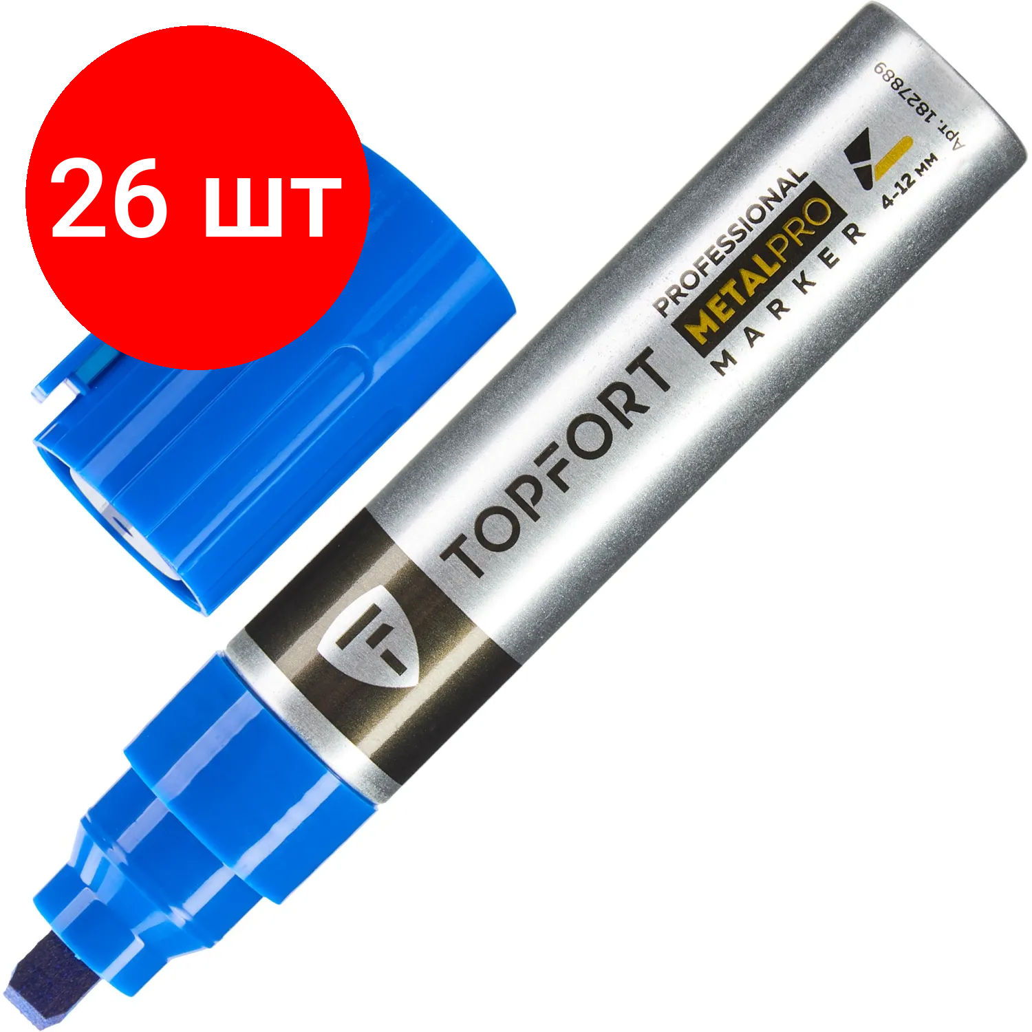 Комплект 26 штук, Маркер для металла TOPFORT MetalPro 4-12 мм синий