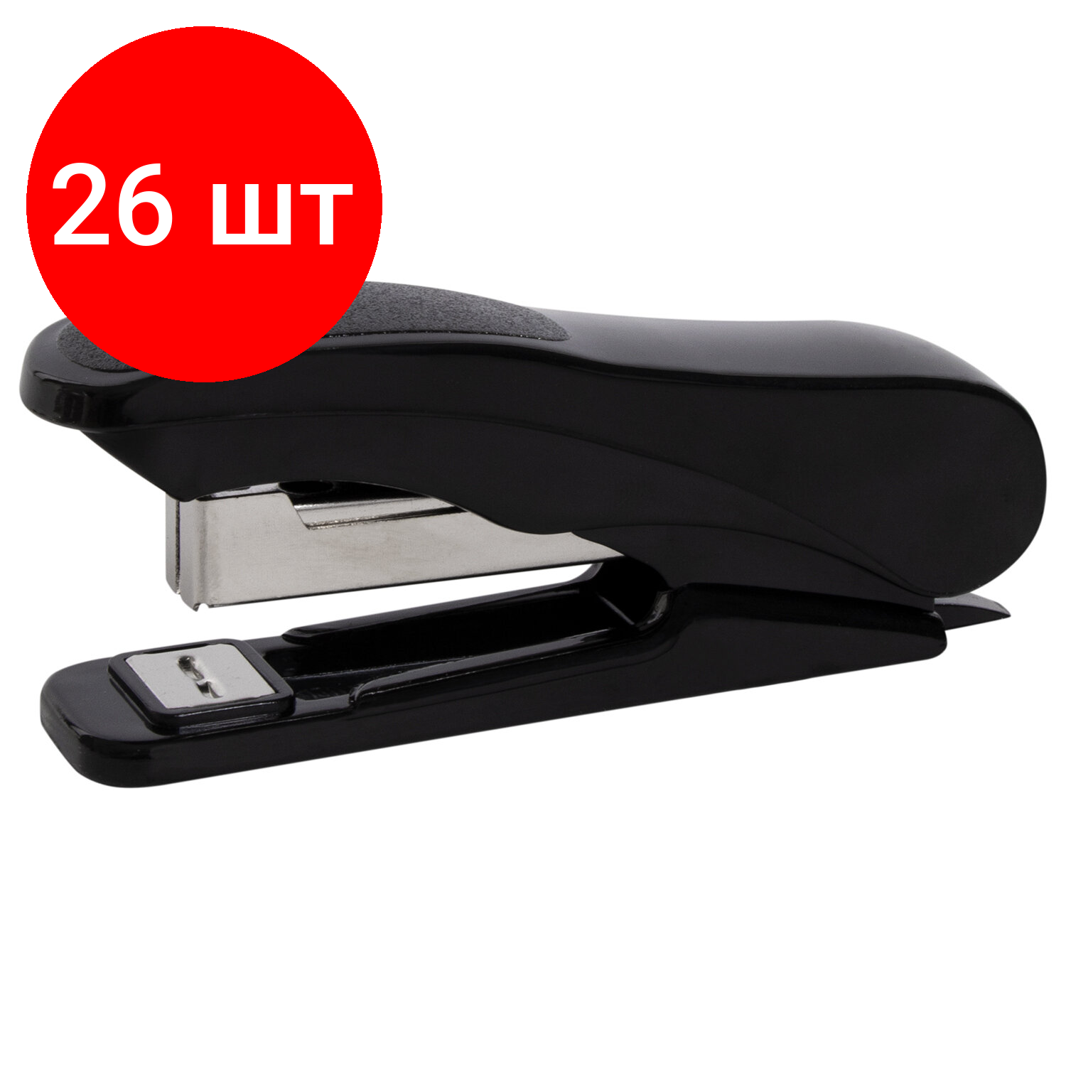 Комплект 26 шт, Степлер №10 STAFF "EVERYDAY", до 12 листов, с антистеплером, черный, 228735