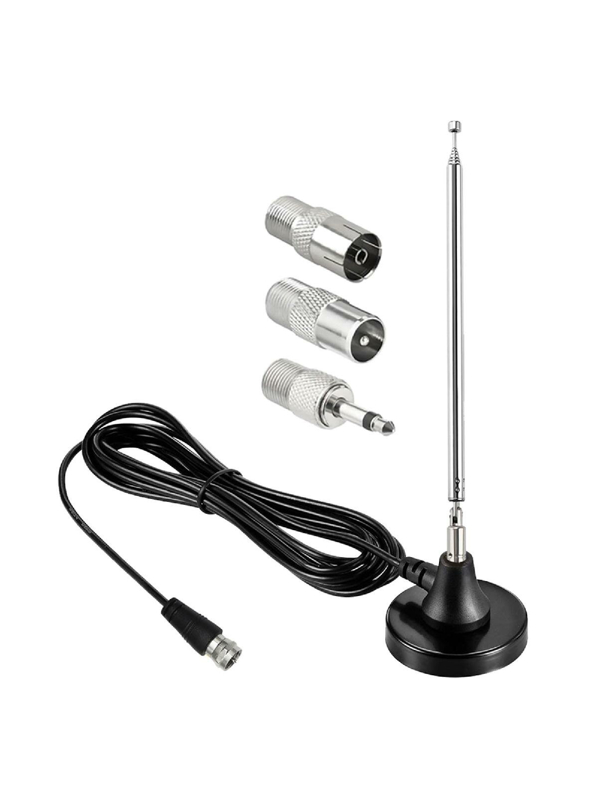 Телескопические FM-антенны мощностью 75 Ом, бытовые усиленные антенны с 3 адаптерами