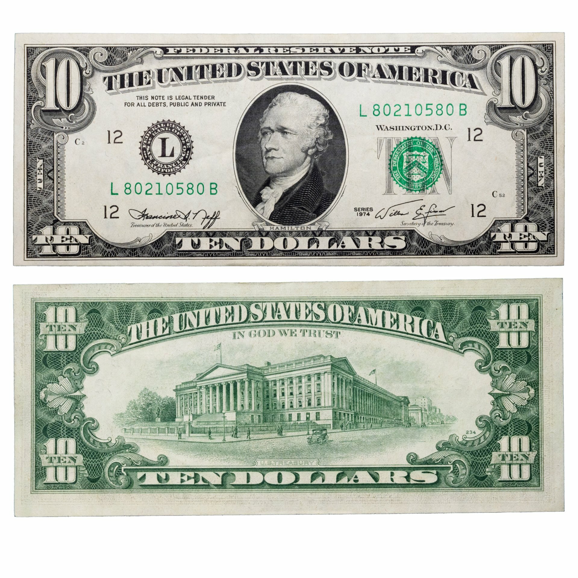 США 10 долларов 1974 год Pick 457 L-Сан Франциско