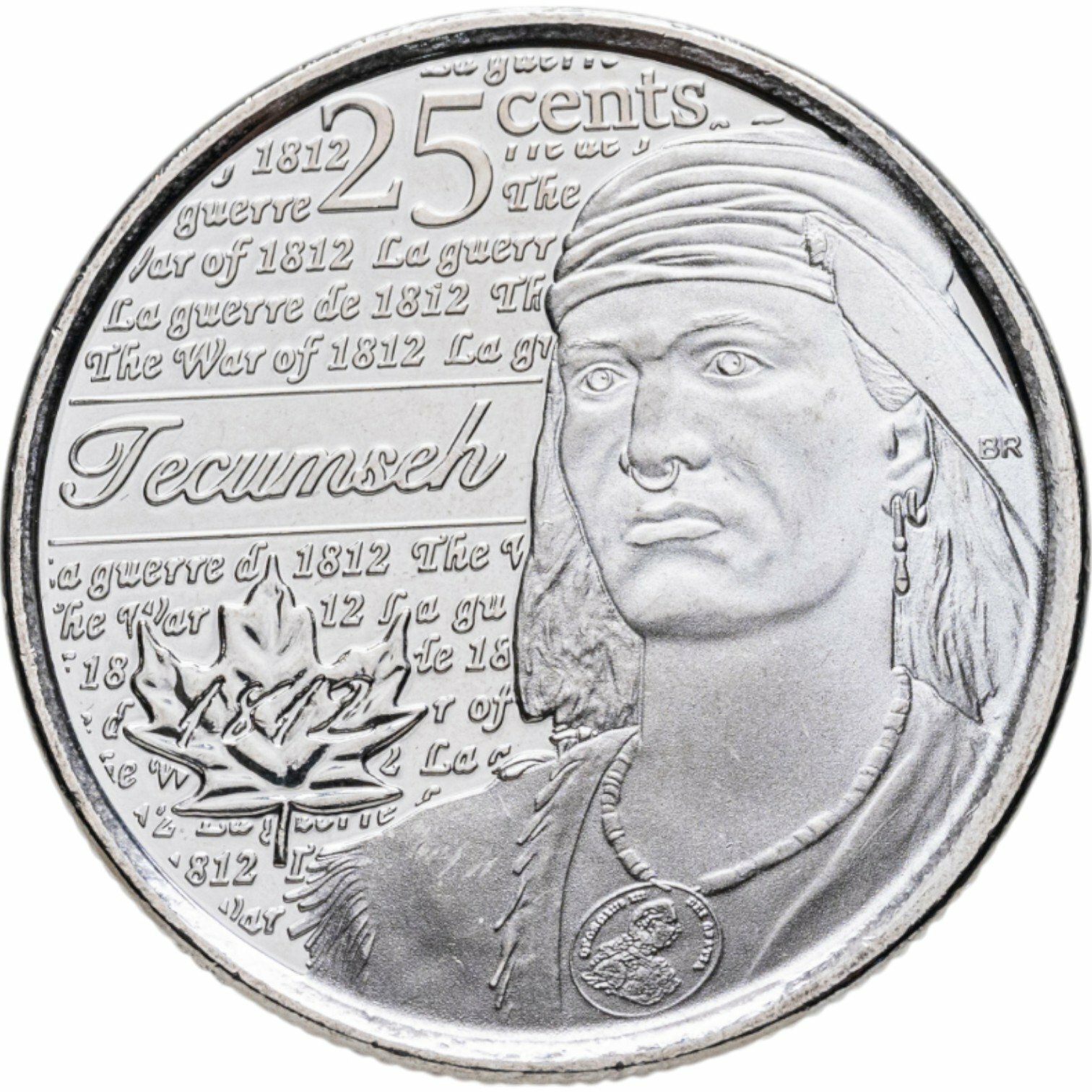 Канада 25 центов cents 2012 "Война 1812 года - Вождь Шайенов Текумсе", Сталь, в сохранности UNC