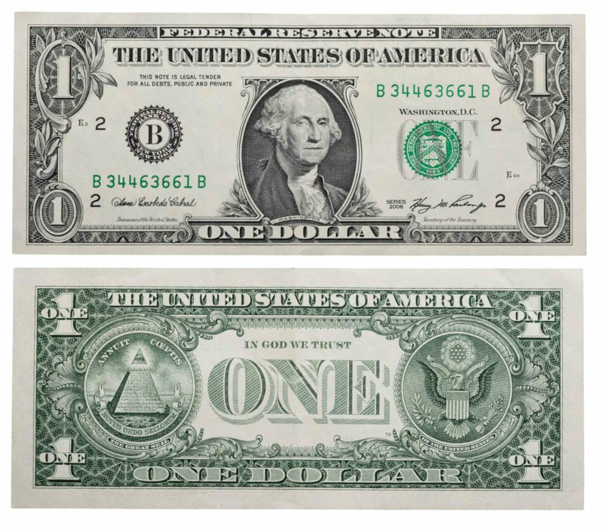 США 1 доллар 2006 год Pick 523а B-Нью Йорк