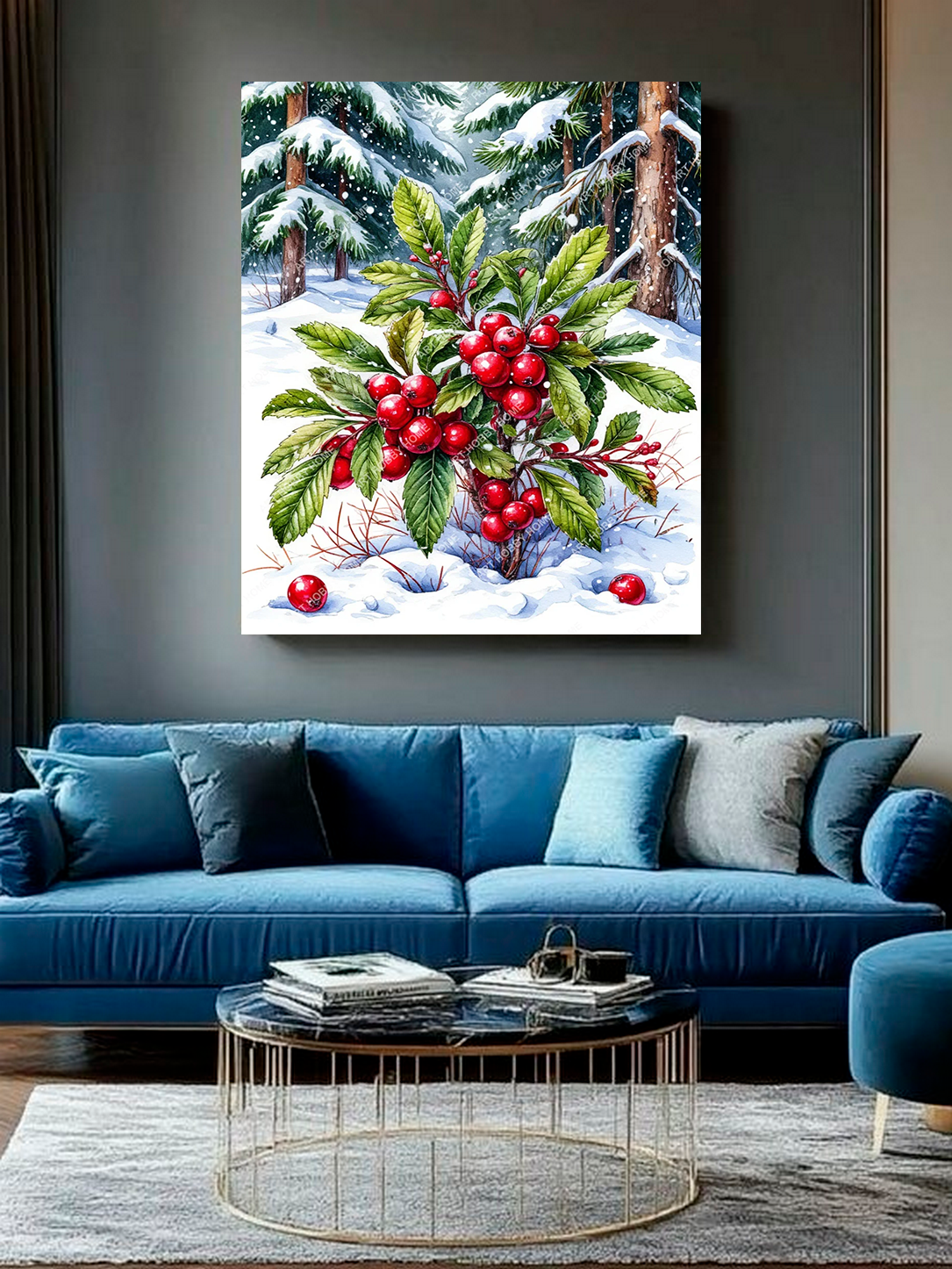 Картина по номерам "Лесная брусника" 40х50 см, хлопковый холст на подрамнике, акрил, 000 Art Hobby Home