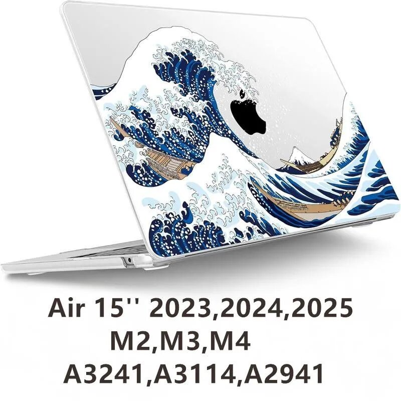Чехол для макбук Macbook air 15 M2 M3 M4 2023 2024 2025 матовый прозрачный чехол-накладка в виде морской волны