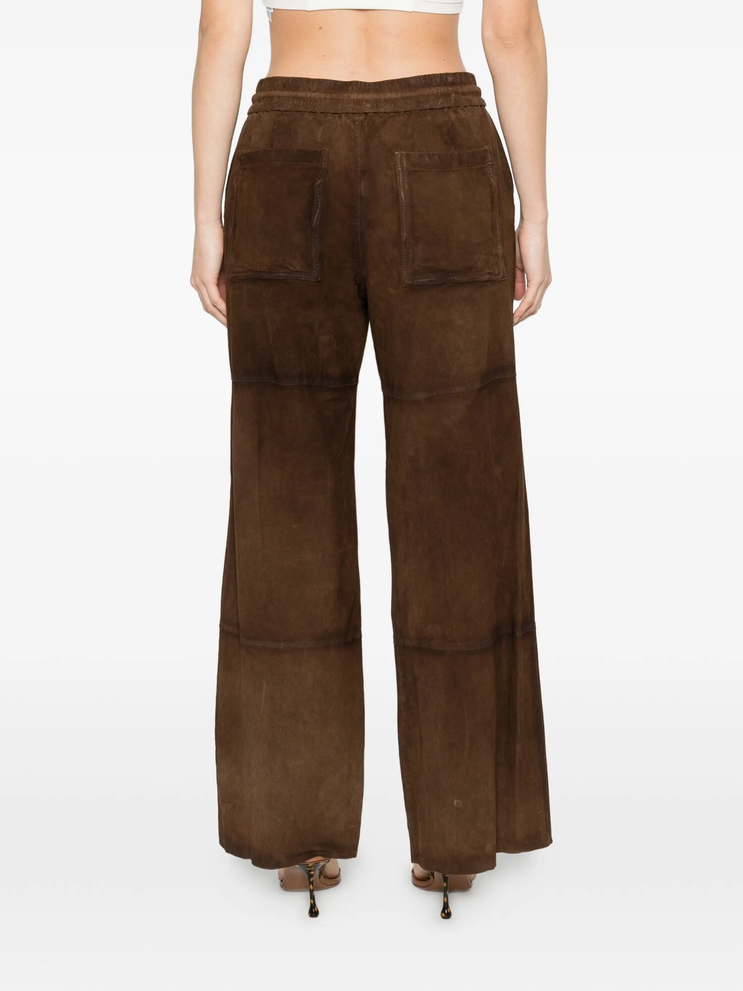 Брюки P.A.R.O.S.H. Drawstring suede trousers, размер M, brown — фото 1