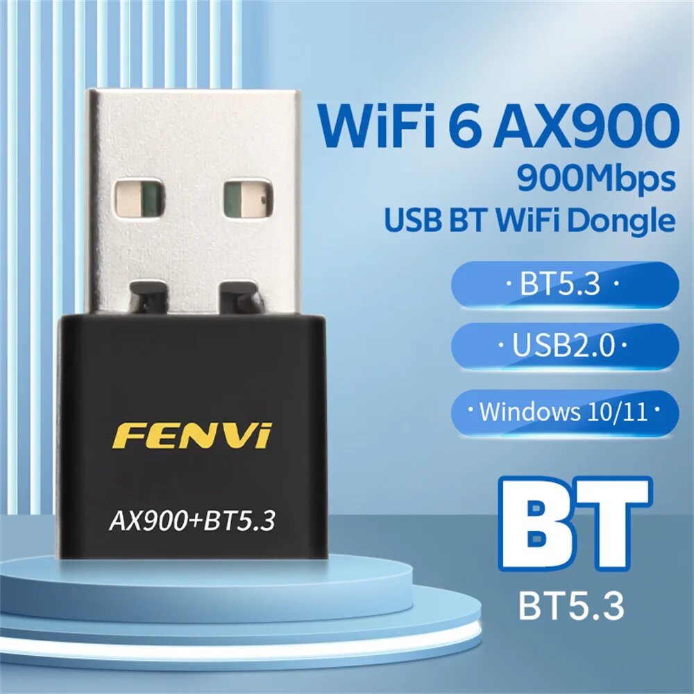 Fenvi WiFi 6 AX900 BT5.3 USB-адаптер Wi-Fi 802.11ax двухдиапазонный 2,4G/5 ГГц Wi-Fi-карта USB Wi-Fi-ключ для ПК Win10/11