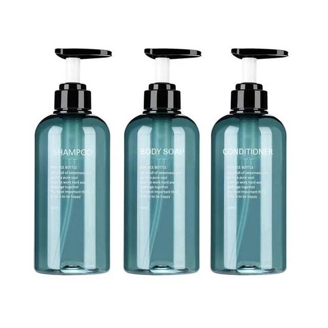 Набор из 3 пустых флаконов для мыла 500 мл Бирюзовый, , Blue 3pcs set
