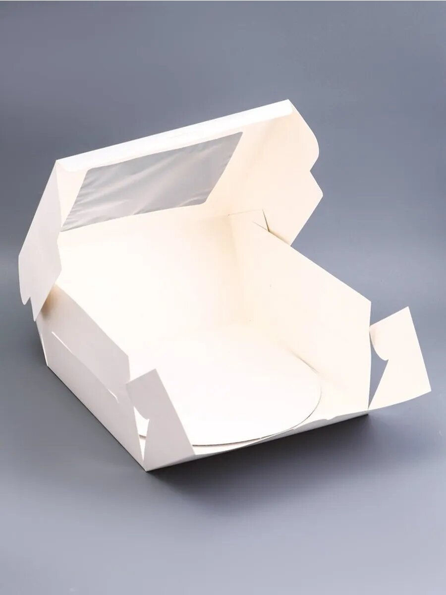 Стильная белая коробка для тортов 25х25х12 см