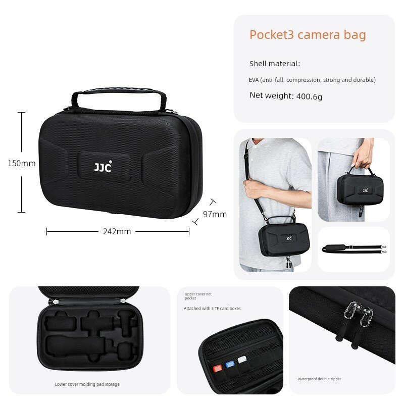 Прочный чехол для DJI Pocket 3 с регулируемым плечевым ремнем и 3 держателями TF-карт для компактной съемки