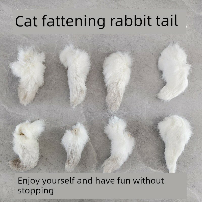 Игрушка-дразнилка для кошек из натурального кроличьего хвоста, для чистки зубов, устойчивая к укусам, для тренировки