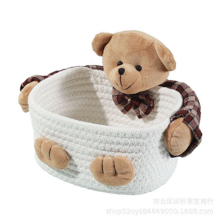Косметическая коробка для хранения Маленькая медвежонка хлопок плетеная корзина для хранения корзина для хранения