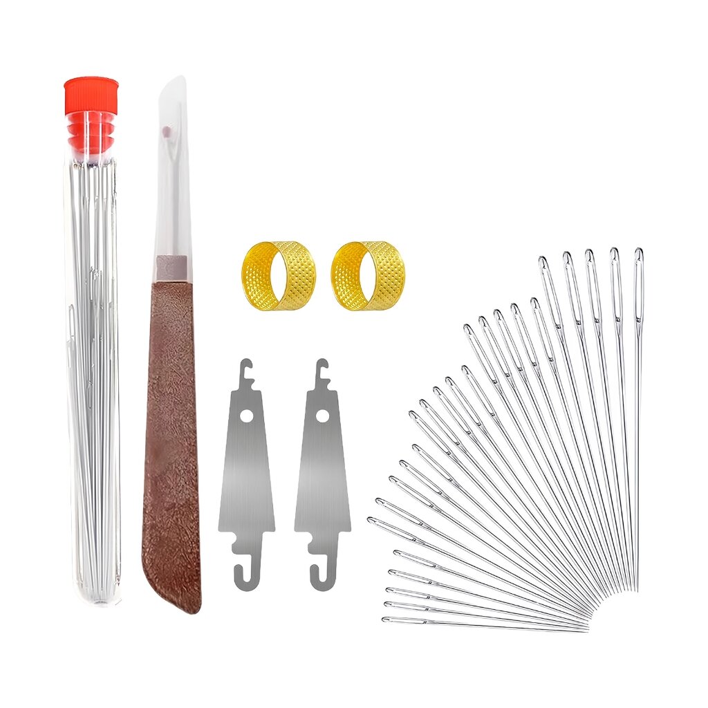 Набор высококачественных большеглазых стальных игл для снятия нитей (набор из 31 предмета)