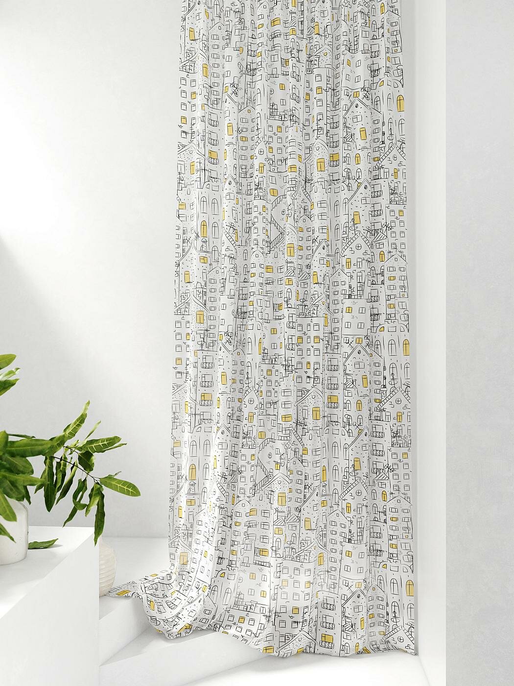 Штора для спальни и гостиной готовая 150x260 см с рисунком (589080-260)