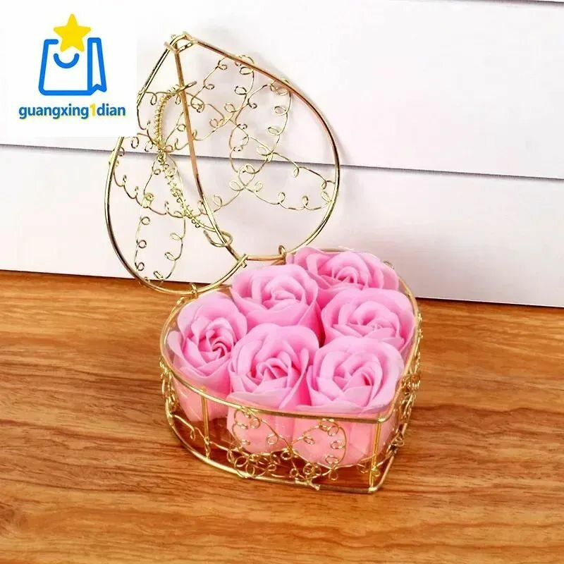 Букет из мыльных роз , розовые розы 6 шт, Цветы из мыла в подарок на день Рождения, маме, жене, дочке, любимой.