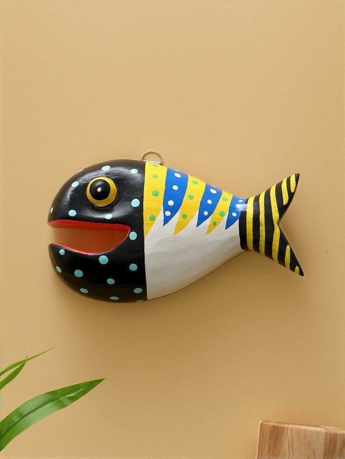 Панно Рыба-хищник , 20 12 4 см, дерево, разноцветное