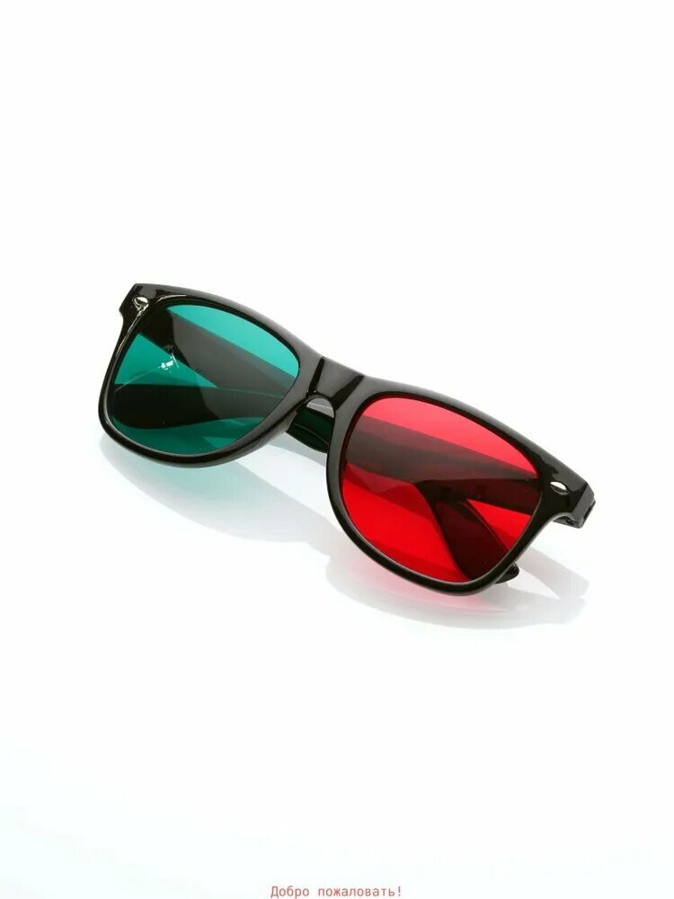 Очки 3D анаглифные с цветными фильтрами, пурпурный-зеленый