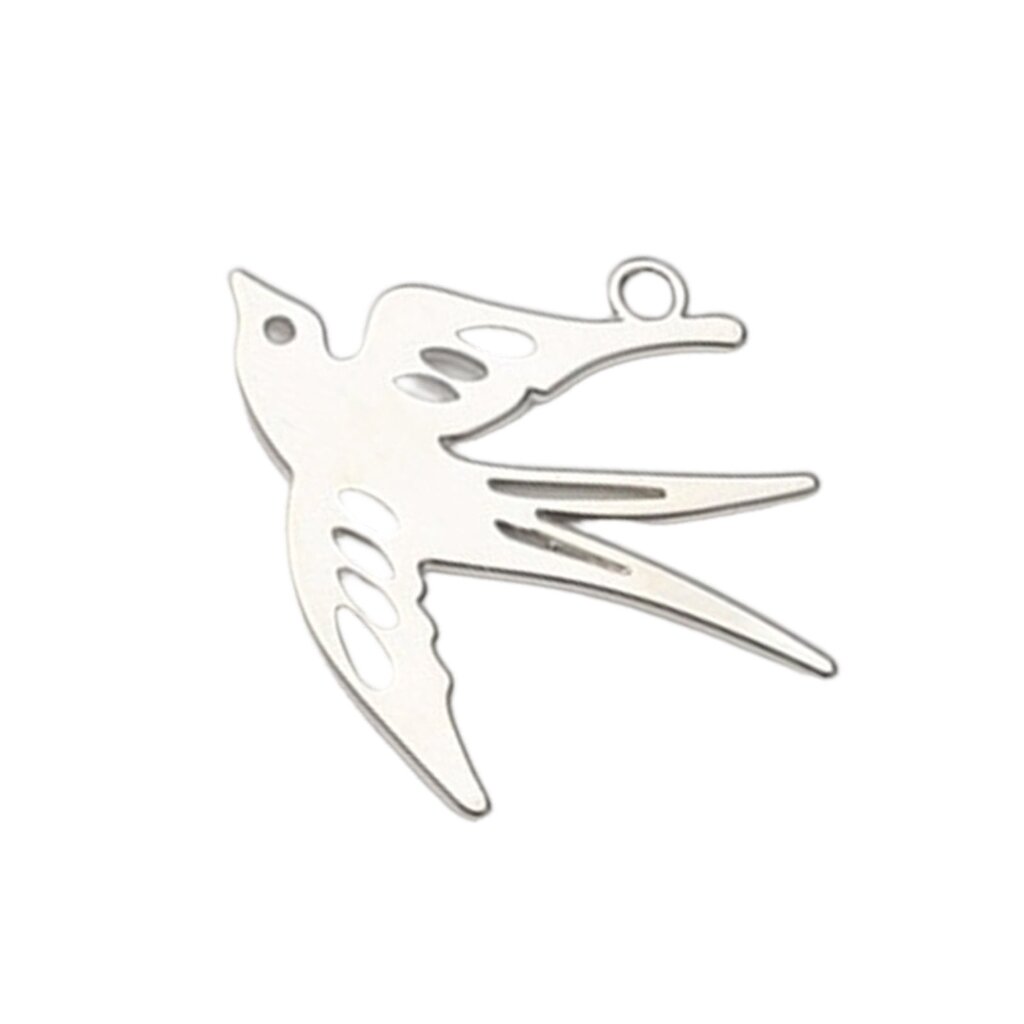 Маленькая Полая Подвеска в Виде Ласточки-Серебро