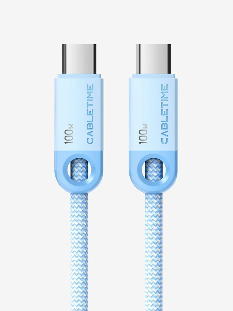 Кабель CABLETIME CUP0L, USB-C to USB-C, 2 м, голубой / Power Delivery /
